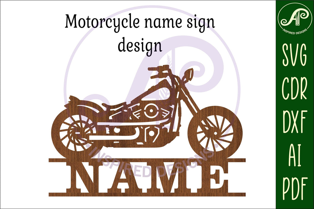 Motorcycle name sign svg laser cut template - So Fontsy