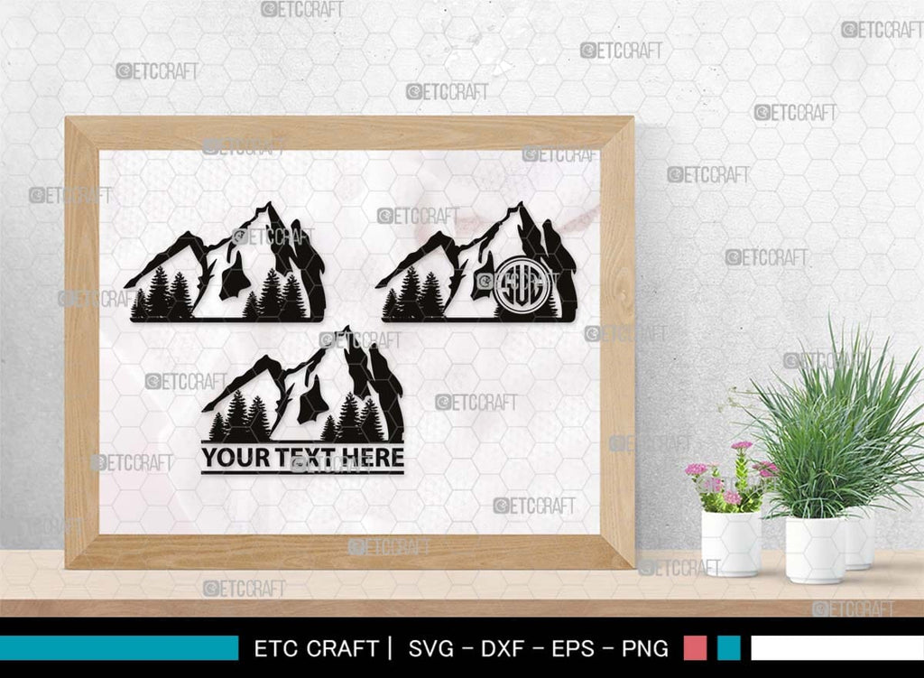 Mountain Monogram, Mountain Silhouette, Mountain SVG, Hiking Svg ...