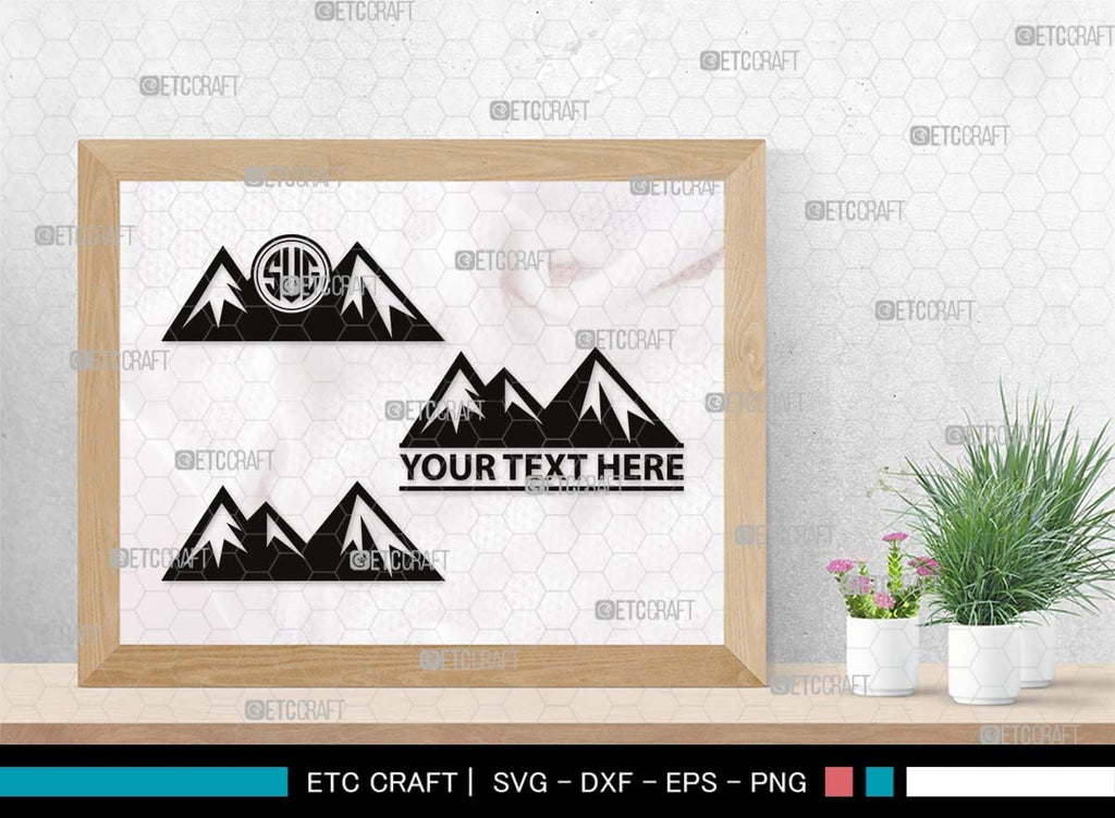 Mountain Monogram, Mountain Silhouette, Mountain SVG, Hiking Svg ...