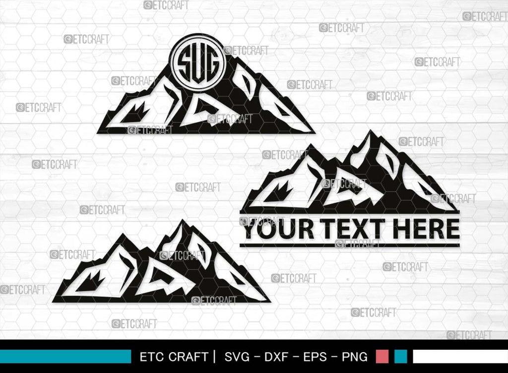Mountain Monogram, Mountain Silhouette, Mountain SVG, Hiking Svg ...