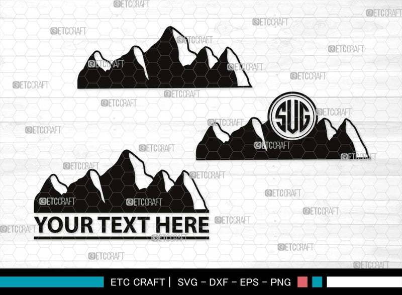 Mountain Monogram, Mountain Silhouette, Mountain SVG, Hiking Svg ...