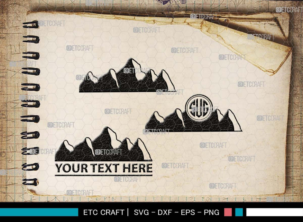 Mountain Monogram, Mountain Silhouette, Mountain SVG, Hiking Svg ...