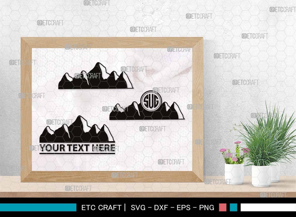 Mountain Monogram, Mountain Silhouette, Mountain SVG, Hiking Svg ...
