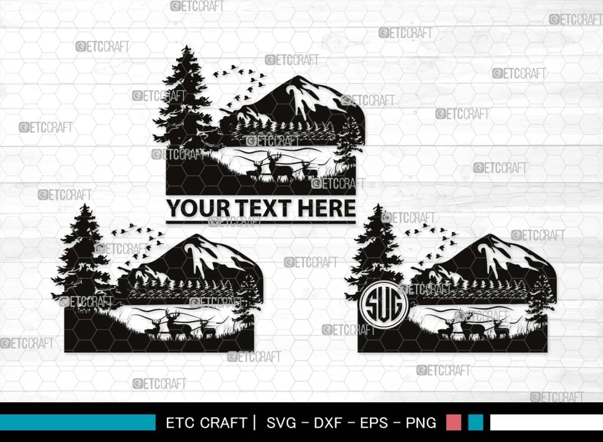 Mountain Scenery Monogram, Mountain Scenery Silhouette, Mountain ...