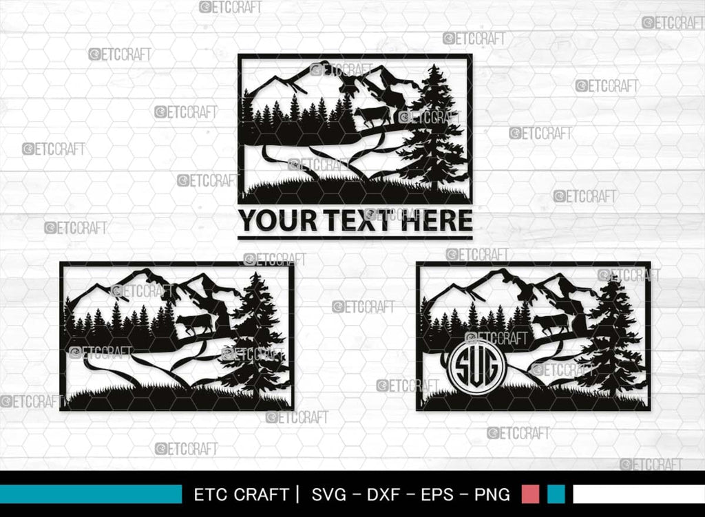 Mountain Scenery Monogram, Mountain Scenery Silhouette, Mountain ...