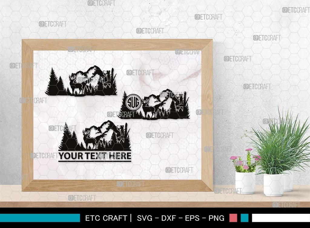 Mountain Scenery Monogram, Mountain Scenery Silhouette, Mountain ...