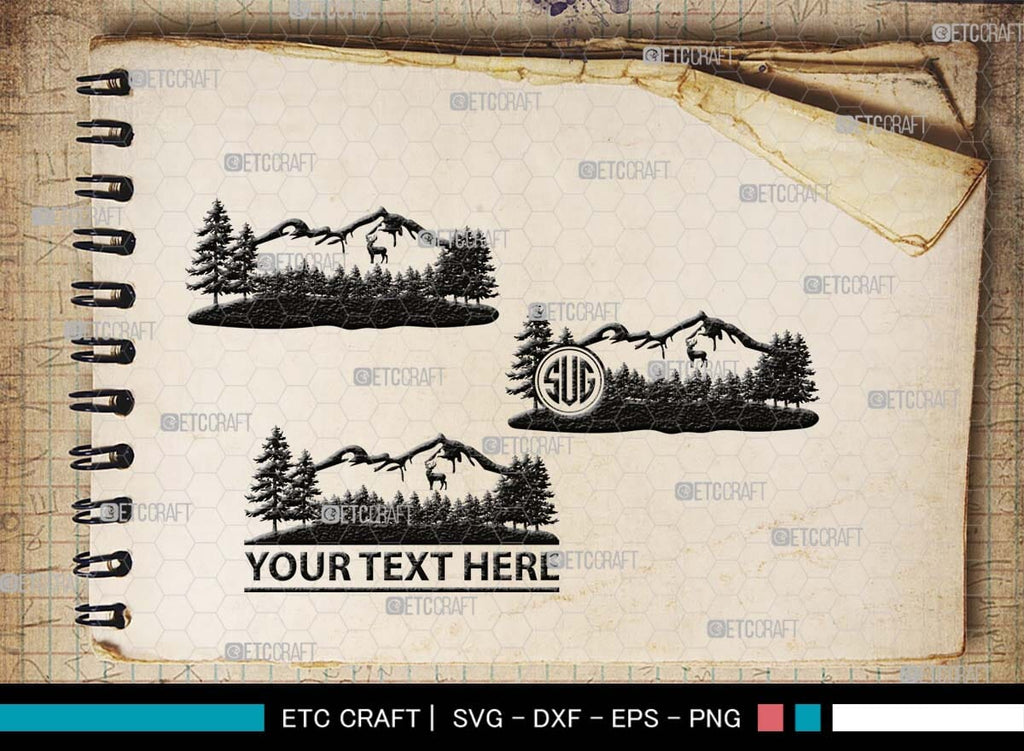 Mountain Scenery Monogram, Mountain Scenery Silhouette, Mountain ...