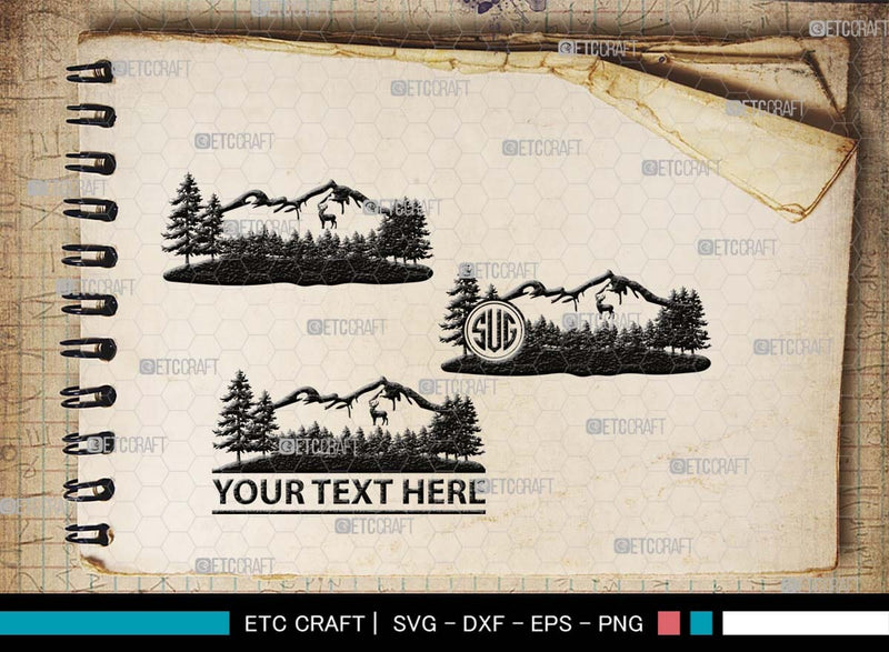 Mountain Scenery Monogram, Mountain Scenery Silhouette, Mountain ...