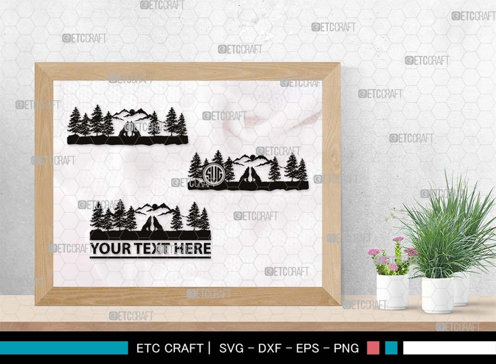 Mountain Scenery Monogram, Mountain Scenery Silhouette, Mountain Scene ...