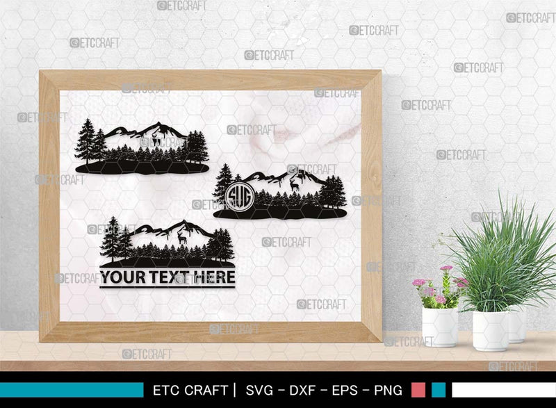 Mountain Scenery Monogram, Mountain Scenery Silhouette, Mountain ...
