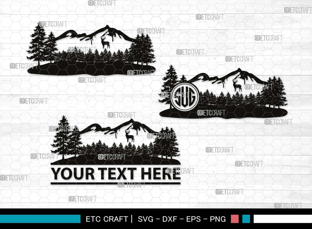 Mountain Scenery Monogram, Mountain Scenery Silhouette, Mountain ...