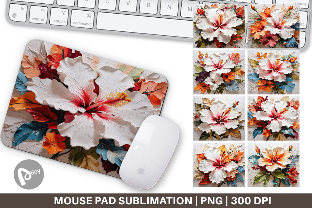 Mouse Pad 3D Hibiscus Flower - So Fontsy
