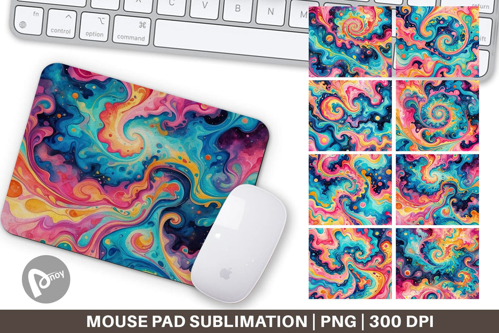 Mouse Pad Abstract Watercolor Swirl - So Fontsy