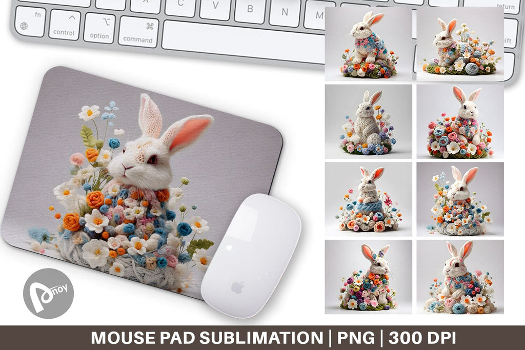 Mouse Pad Bunny Easter Embroidery - So Fontsy
