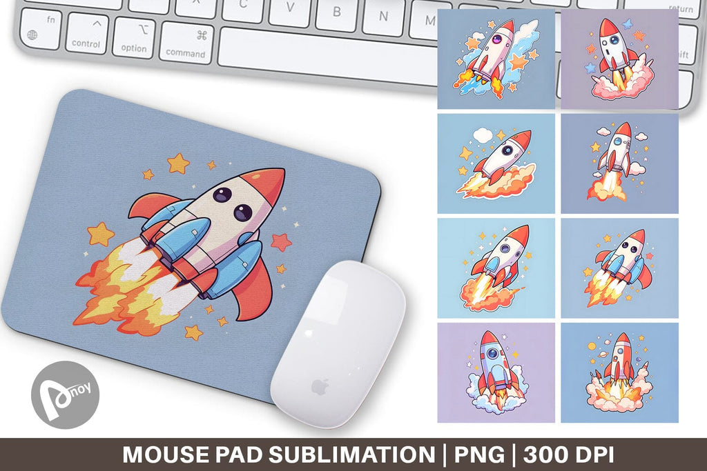 Mouse Pad Cartoon Rocket - So Fontsy