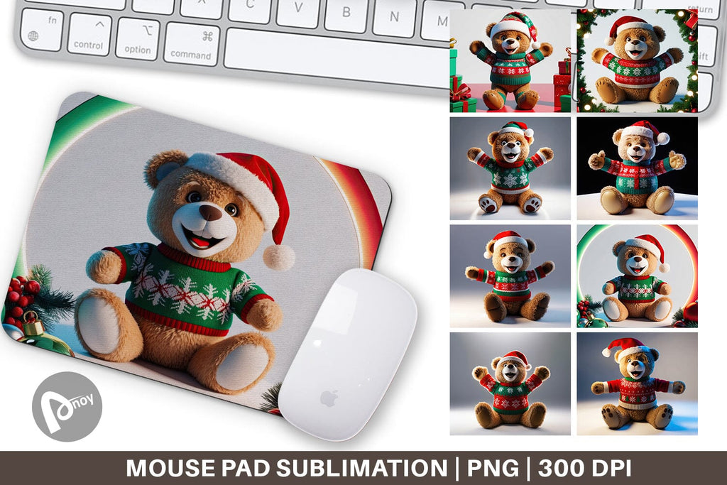 Mouse Pad Christmas Teddy Bear - So Fontsy