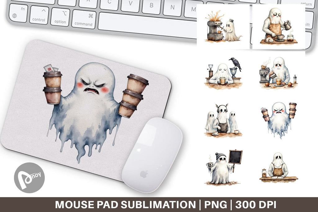 Mouse Pad Grumpy Ghost Barista - So Fontsy