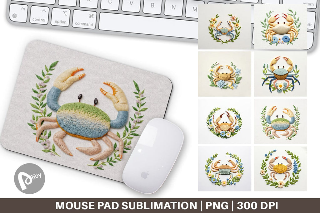Mouse Pad Hermit Crab Embroidery - So Fontsy