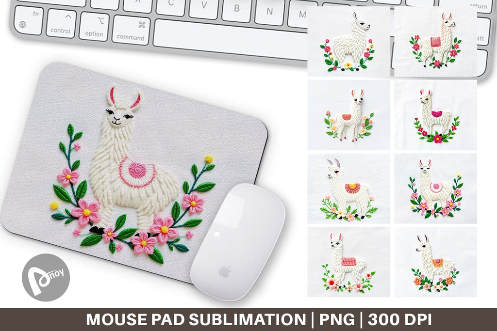 Mouse Pad Llama Embroidery - So Fontsy