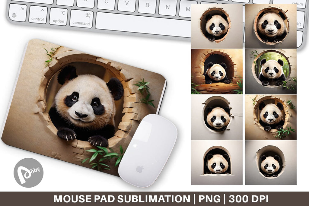 Mouse Pad Panda Peeks from Wall - So Fontsy