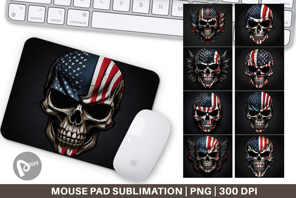 Mouse Pad Patriotic Skull - So Fontsy