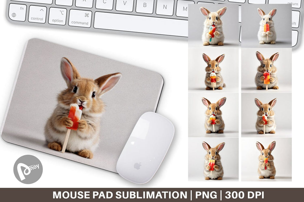 Mouse Pad Rabbit Eating Ice Cream - So Fontsy