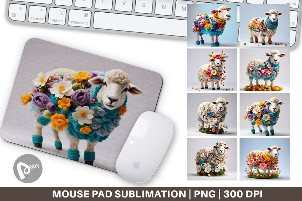 Mouse Pad Sheep Easter Embroidery - So Fontsy