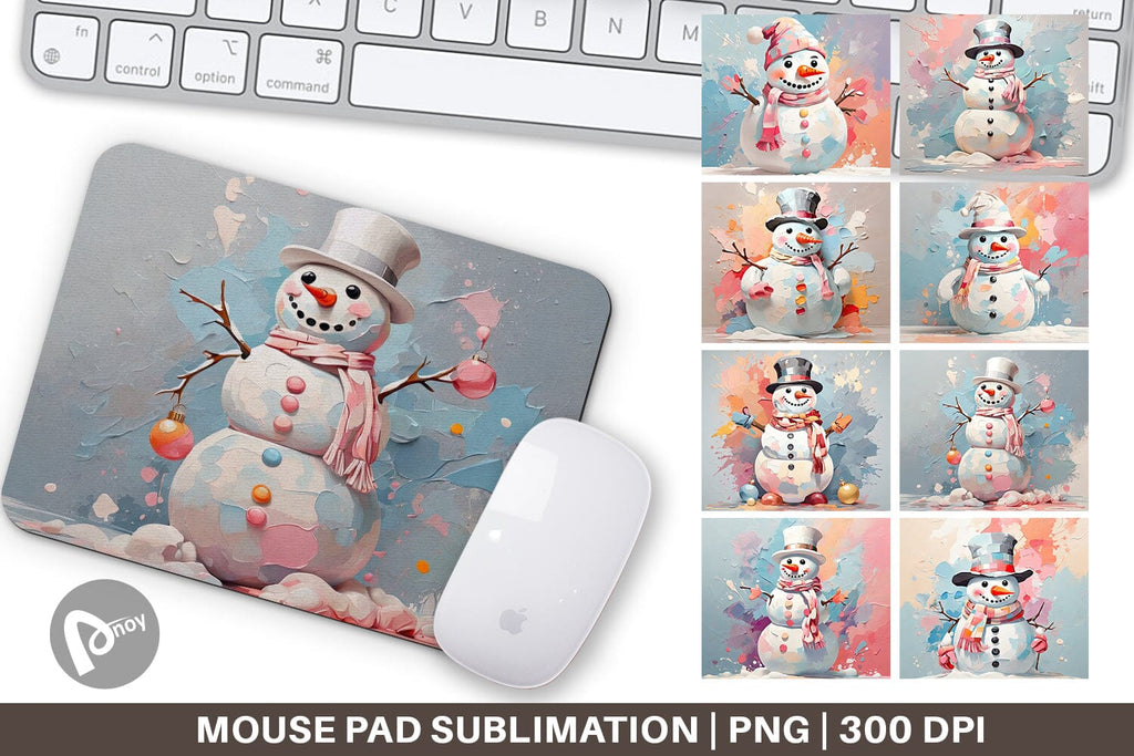 Mouse Pad Snowman Painting - So Fontsy