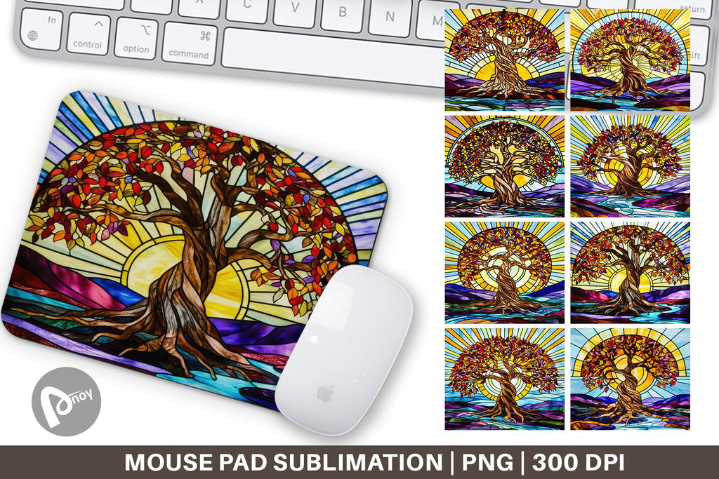 Mouse Pad Stained Glass Tree - So Fontsy