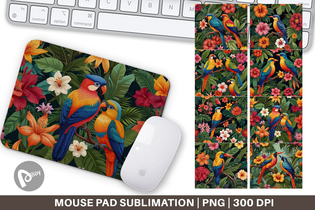 Mouse Pad Tropical Birds Perched - So Fontsy