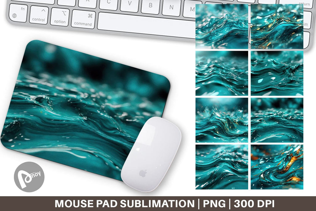 Mouse Pad Wavy Turquoise Fluid - So Fontsy