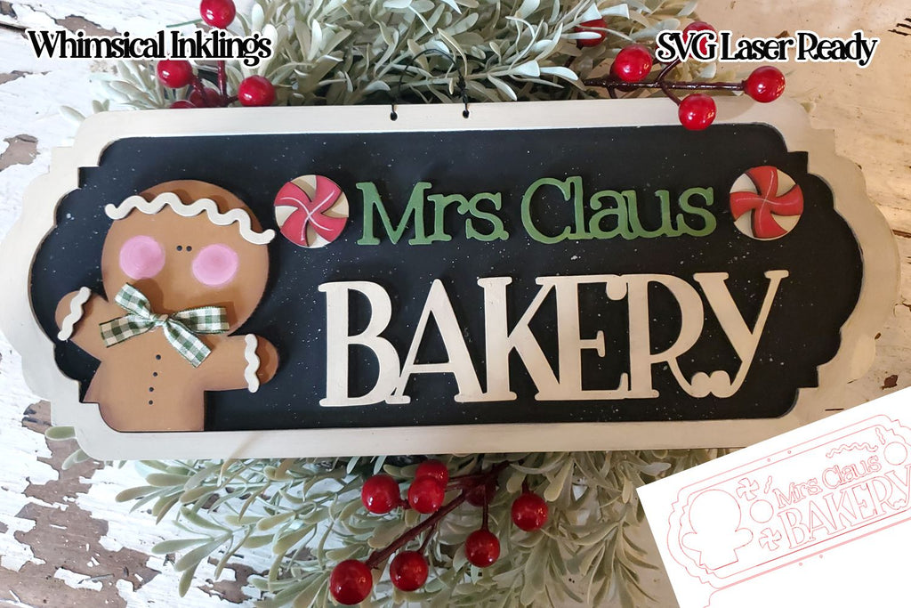 Mrs. Claus Bakery Christmas Sign Laser SVG - So Fontsy