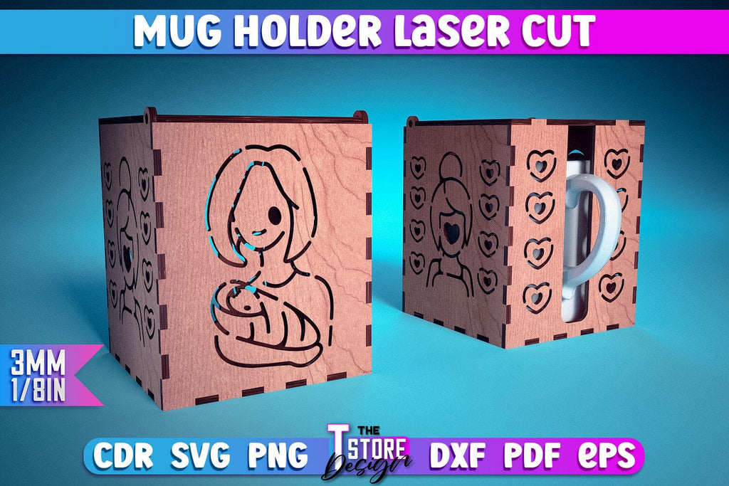 Mug Holder Design | Cup Box Laser Cut Design | CNC Files v.1 - So Fontsy