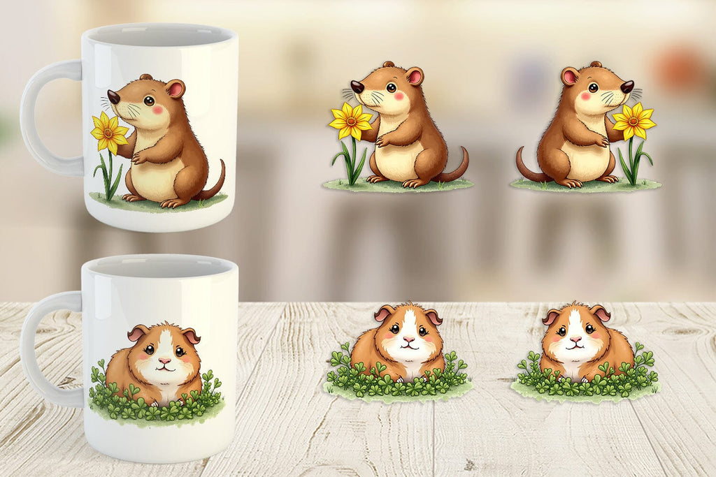 Mug Wrap Bug-Eyed Spring Bloomers Watercolor - So Fontsy