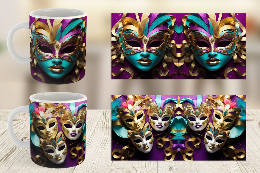 Mug Wrap Mardi Gras Masks - So Fontsy