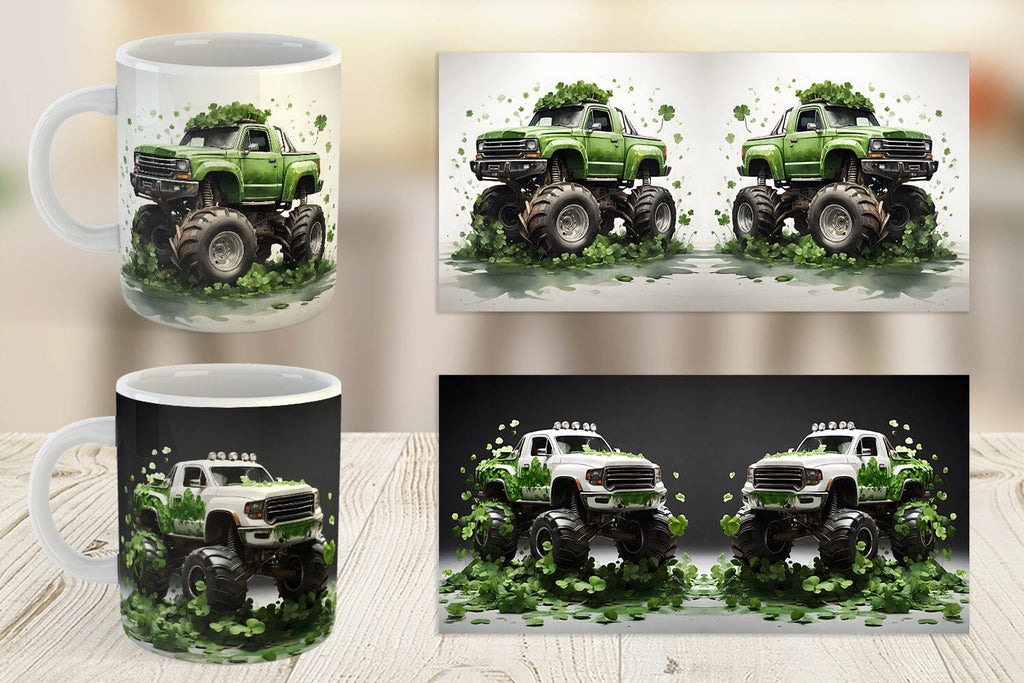 Mug Wrap Monster Truck Shamrocks - So Fontsy