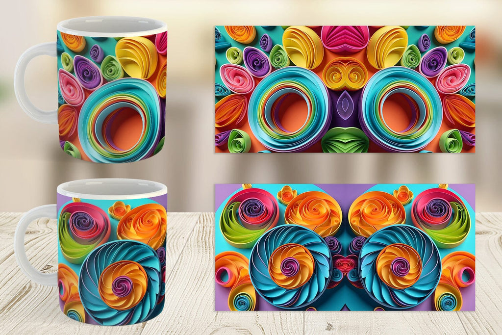 Mug Wrap Quilling Paper Colorful - So Fontsy