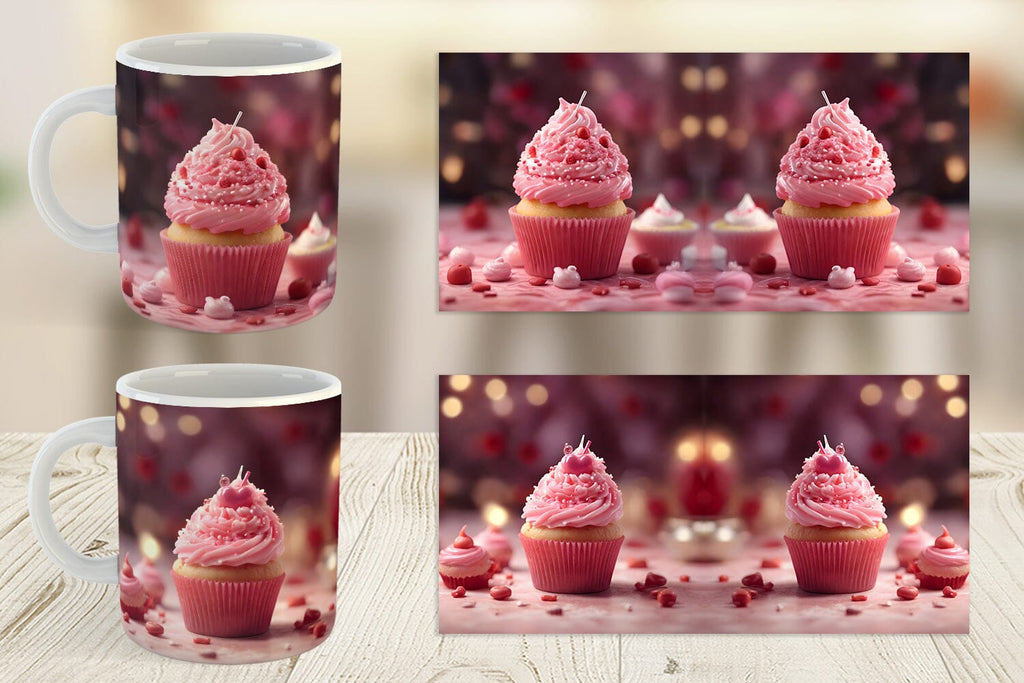 Mug Wrap Valentine pink cupcake - So Fontsy