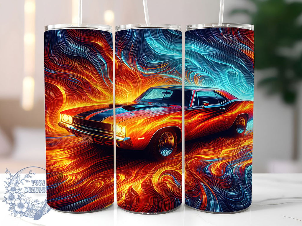 Muscle Car Vintage Tumbler Wrap, Classic Car Wrap PNG, 20oz Tumbler ...
