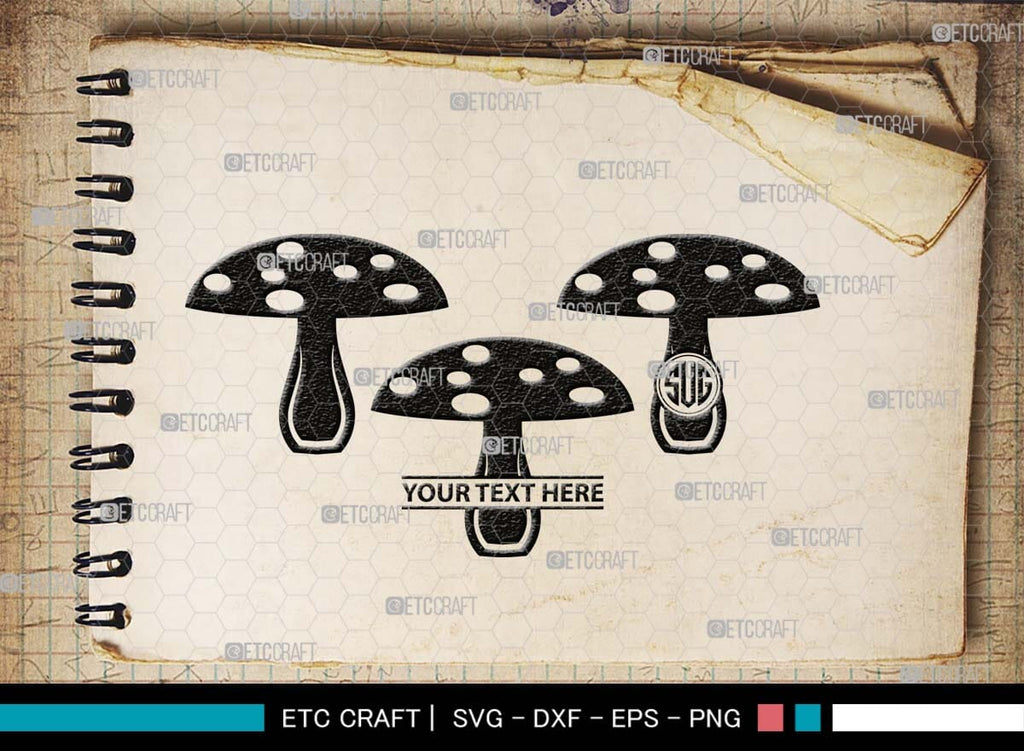 Mushroom Monogram, Mushroom Silhouette, Mushroom SVG, Fungus Svg, Fungi ...