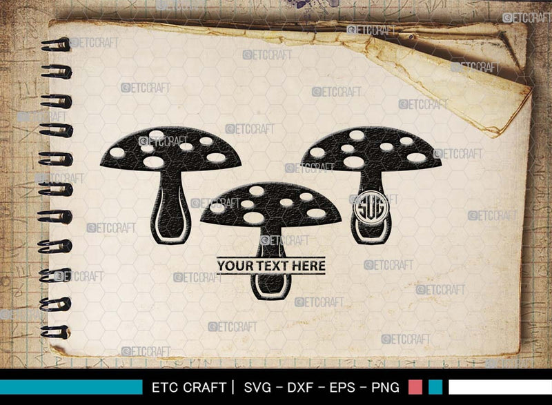 Mushroom Monogram, Mushroom Silhouette, Mushroom SVG, Fungus Svg, Fungi ...