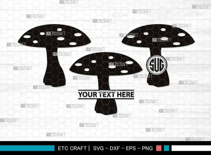 Mushroom Monogram, Mushroom Silhouette, Mushroom SVG, Fungus Svg, Fungi ...