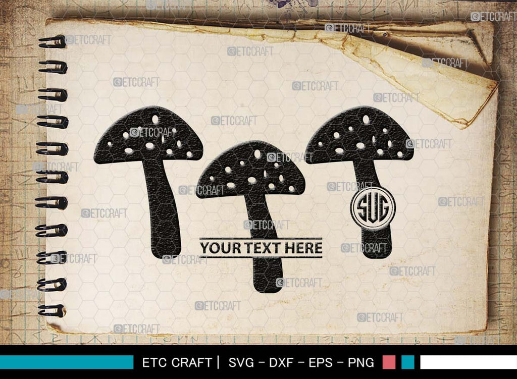 Mushroom Monogram, Mushroom Silhouette, Mushroom SVG, Fungus Svg, Fungi ...