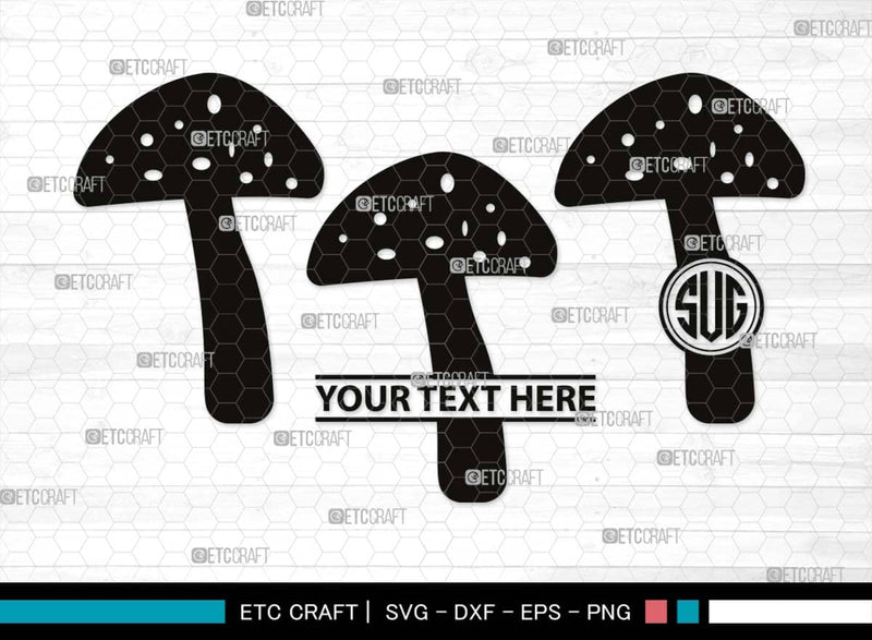 Mushroom Monogram, Mushroom Silhouette, Mushroom SVG, Fungus Svg, Fungi ...