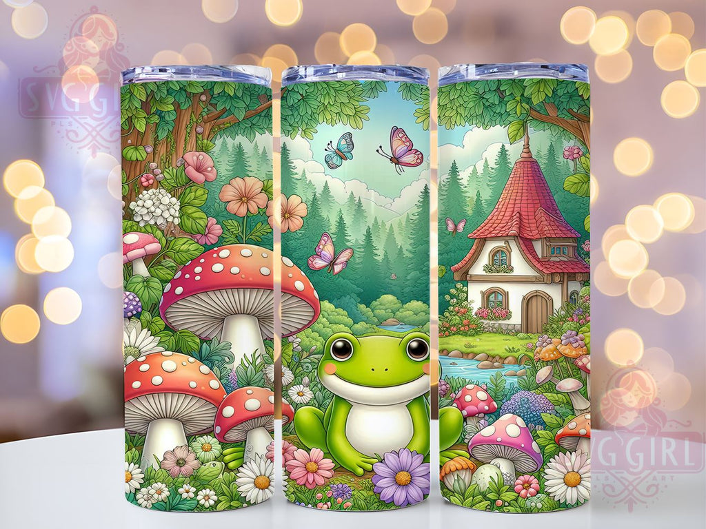 Mushrooms Frog 20oz Tumbler Wrap Sublimation Design, Straight Tapered ...