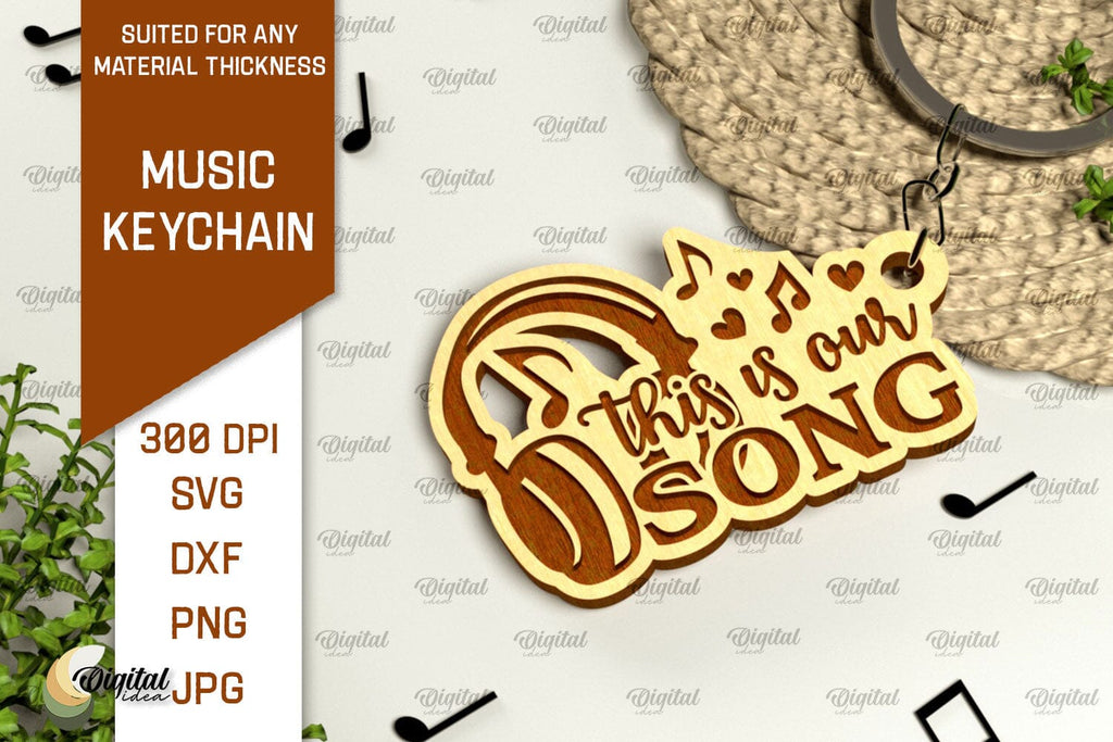 Music Keychains Laser Cut Bundle. Wooden Music Key Rings SVG - So Fontsy