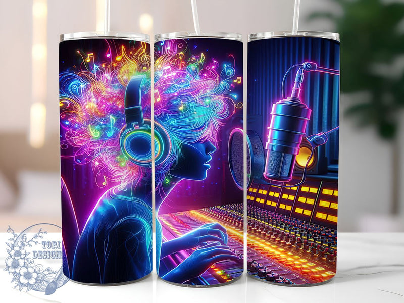 Music Studio Tumbler Wrap, Colorful Music Notes Design, 20oz ...