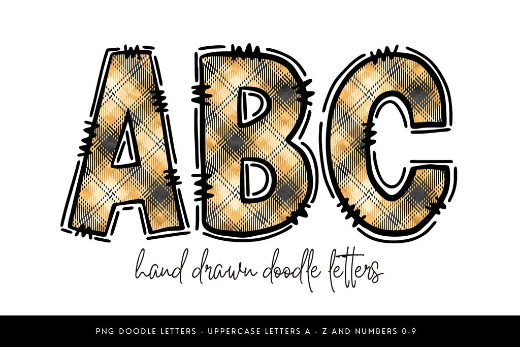 Mustard Yellow Plaid Alphabet PNG Letters - So Fontsy