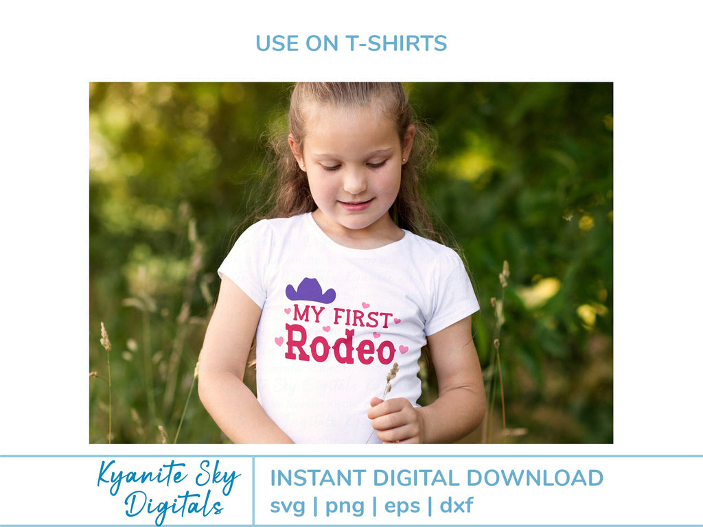My First Rodeo SVG western quote with hearts for shirt or sign - So Fontsy