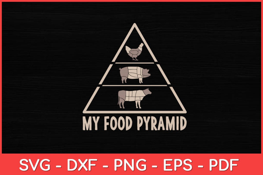 My Food Pyramid Cow Pig Meat Lover Chicken Carnivore Funny Svg Design ...